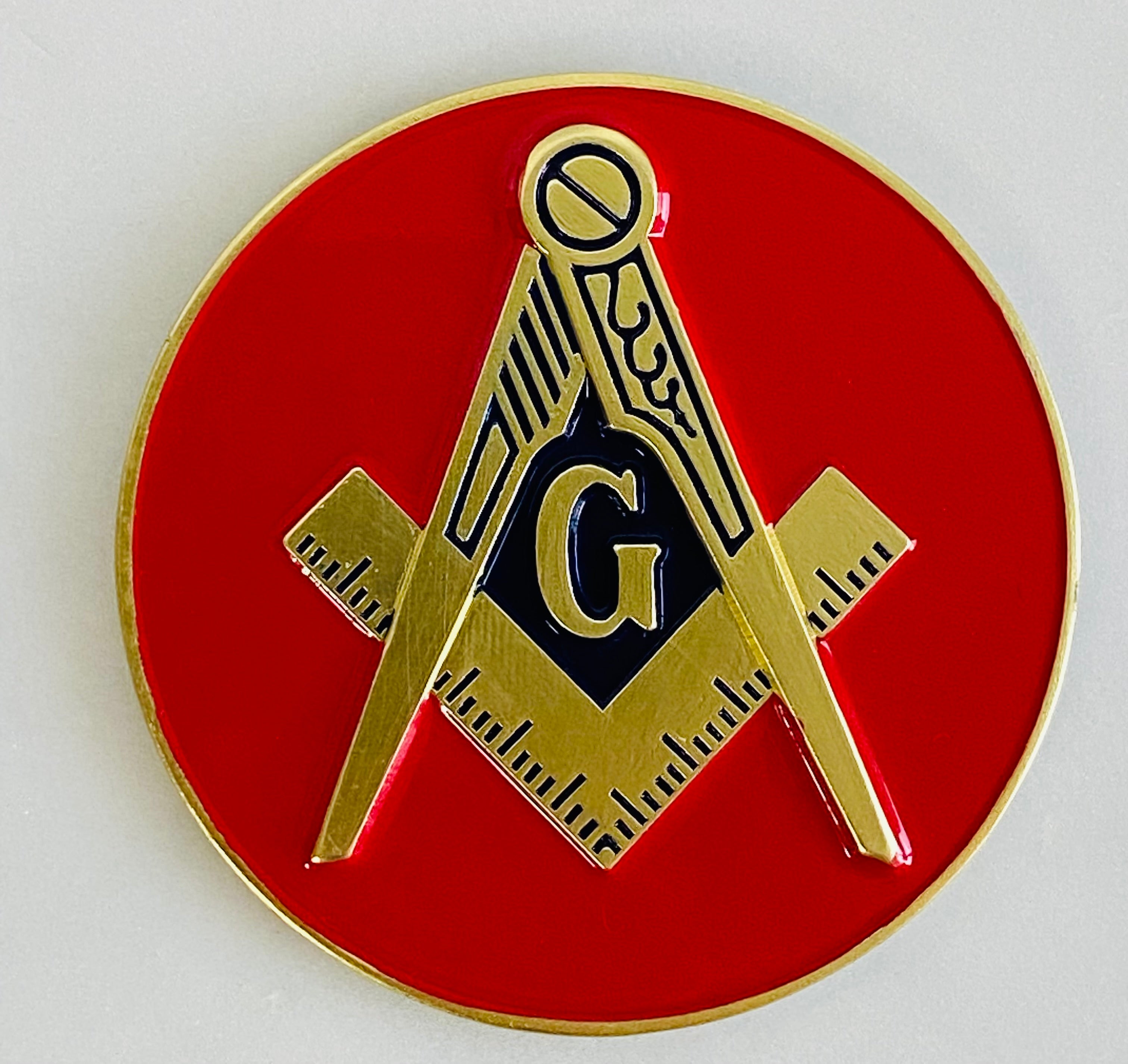 Red Master Mason square and compass car Emblem – C&C MASONIC DESIGN